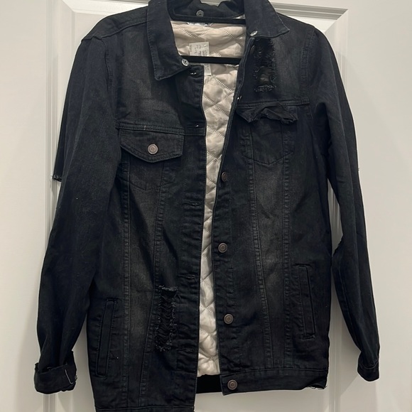 Jackets & Coats | Black Ripped Jean Jacket Size Medium | Poshmark